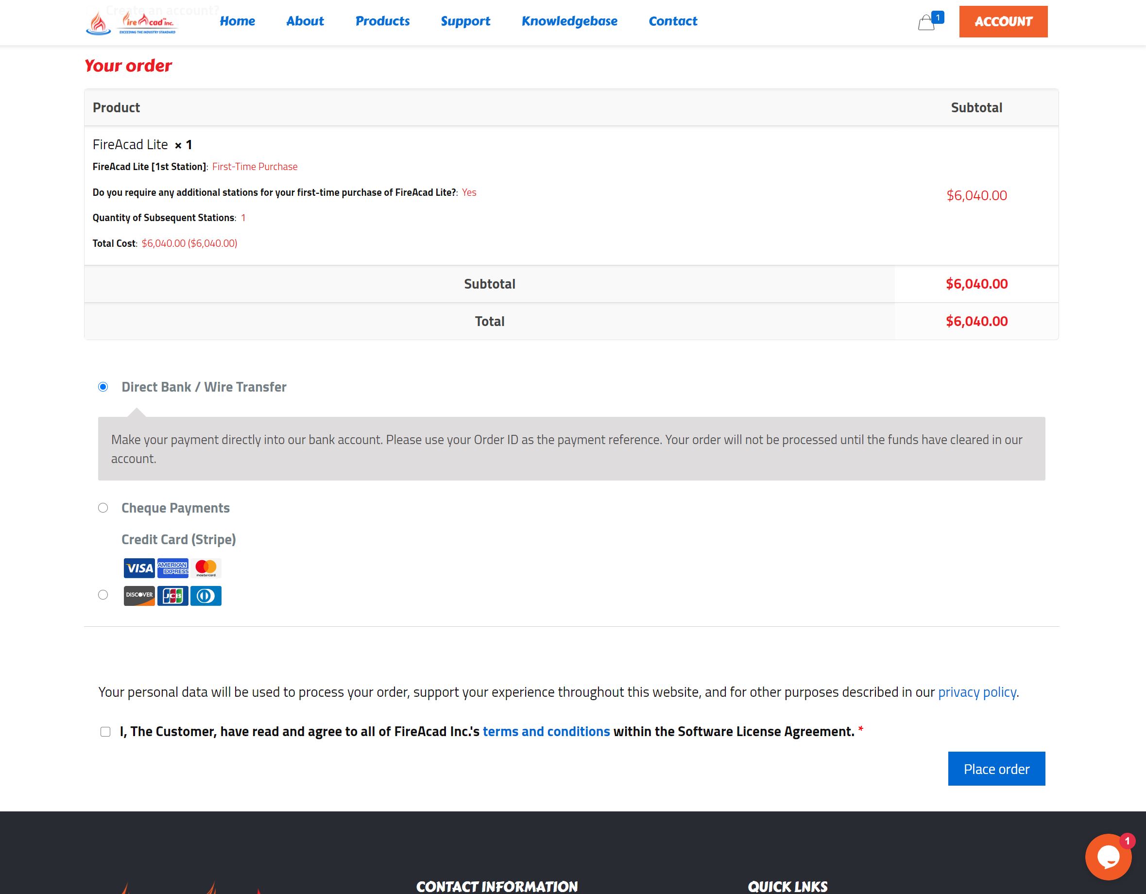 FireAcad Checkout | CryoDragon | Kitchener-Waterloo Website Design and ...